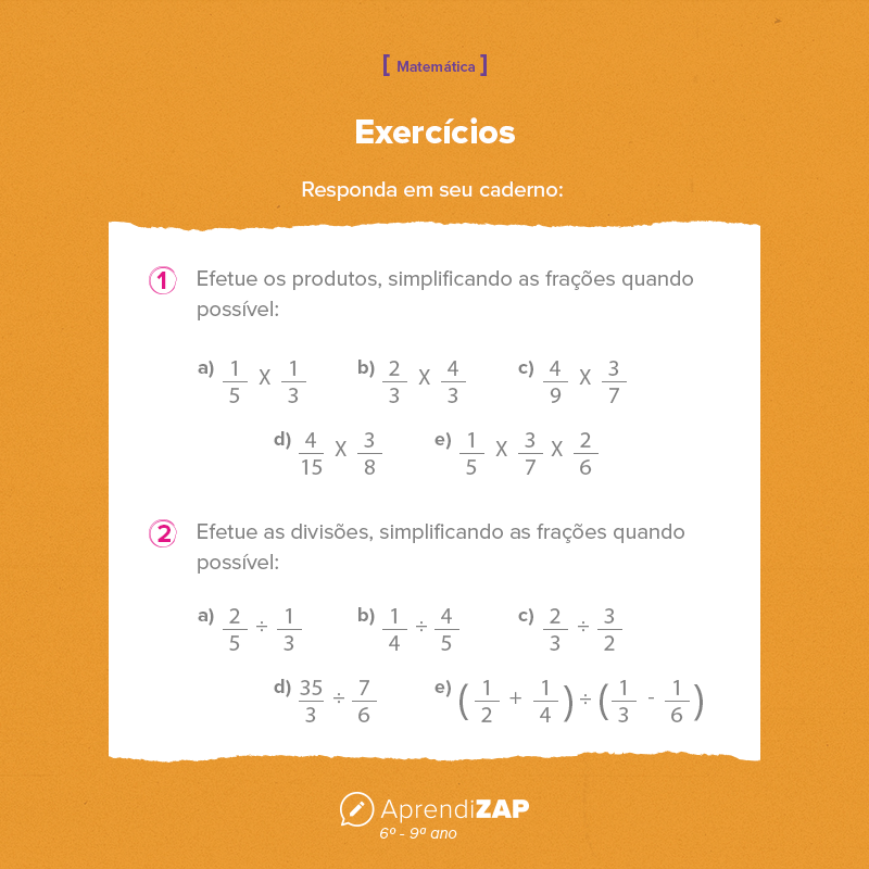 Multiplicação e divisão de frações | AprendiZAP